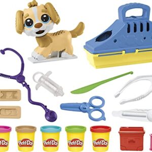 Play-Doh Care 'n Carry Vet Playset for Kids 3 Years and Up with Toy Dog, Storage, 10 Tools, and 5 Modeling Compound Colors, Non-Toxic