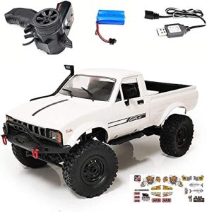 fmtstore wpl 1:16 c24-1 upgrade version remote control car full scale 4wd off-road truck with headlight rc car, climbing vehicle speed model toys