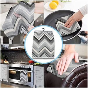 Big buy store Gray Wave Striped Zig Zag Chevron Kitchen Dish Towels, Soft Lightweight Microfiber Absorbent Hand Towel Nordic Style Tea Towel for Kitchen Bathroom 18x28in