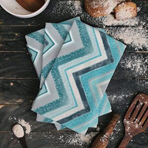 Big buy store Zig Zag Chevron Wave Stripe Kitchen Dish Towels, Soft Lightweight Microfiber Absorbent Hand Towel Turquoise Nordic Style Tea Towel for Kitchen Bathroom 18x28in