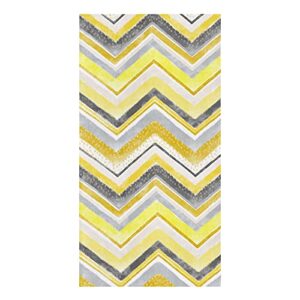 big buy store geometric chevron zig zag stripe kitchen dish towels, soft lightweight microfiber absorbent hand towel nordic design yellow tea towel for kitchen bathroom 18x28in