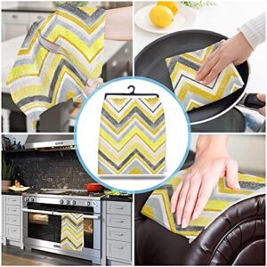 Big buy store Geometric Chevron Zig Zag Stripe Kitchen Dish Towels, Soft Lightweight Microfiber Absorbent Hand Towel Nordic Design Yellow Tea Towel for Kitchen Bathroom 18x28in