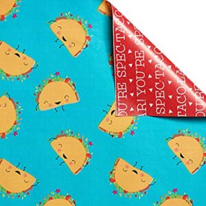 American Greetings Reversible All Occasion and Birthday Wrapping Paper, Punny Food (3 Rolls, 120 sq. ft.)