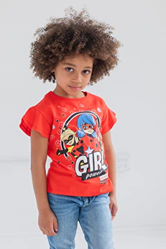 Miraculous Ladybug Cat Noir Rena Rouge Little Girls 3 Pack Graphic T-Shirts Black/Pink/Red 4-5