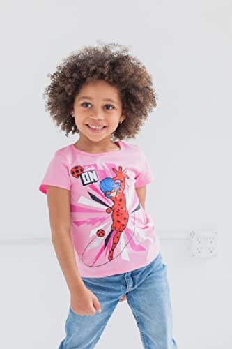 Miraculous Ladybug Cat Noir Rena Rouge Little Girls 3 Pack Graphic T-Shirts Black/Pink/Red 4-5