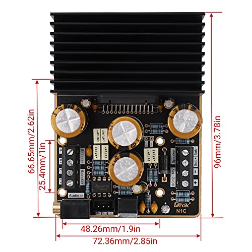 Class AB Amplifier, DROK 2.1 Channel 80W+80W Stereo and120W Pure Bass 9-18V 4Ω Audio Amplifier Board