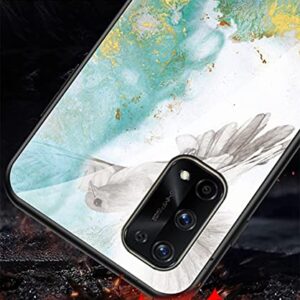 Grandcaser Case for Realme 7 Pro Ultra-Thin TPU Bumper Marble Polished Granite Pattern Glass Case Never Fade Protective Cover for Realme 7 Pro 6.4" -White