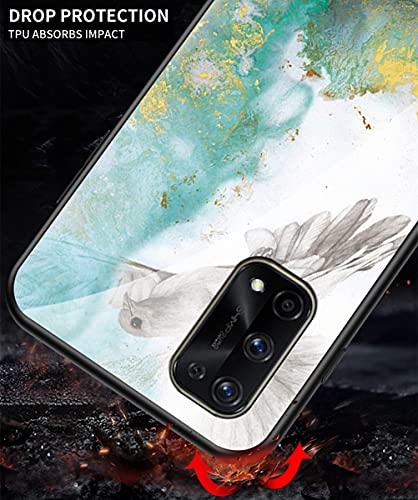 Grandcaser Case for Realme 7 Pro Ultra-Thin TPU Bumper Marble Polished Granite Pattern Glass Case Never Fade Protective Cover for Realme 7 Pro 6.4" -White