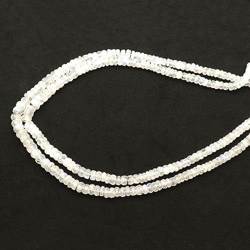 GemMartUSA Loose Gemstone 1 Strand Rainbow Moonstone Faceted Rondelle Beads, 3-4mm Micro Faceted Beds Strand, 13 inch Length AAA Quality, Blue Luster, GemMart USA (RLRM-70002)