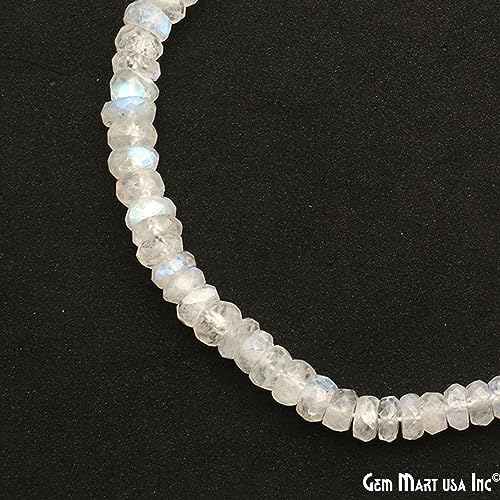 GemMartUSA Loose Gemstone 1 Strand Rainbow Moonstone Faceted Rondelle Beads, 3-4mm Micro Faceted Beds Strand, 13 inch Length AAA Quality, Blue Luster, GemMart USA (RLRM-70002)