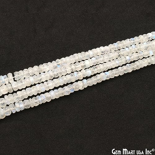 GemMartUSA Loose Gemstone 1 Strand Rainbow Moonstone Faceted Rondelle Beads, 3-4mm Micro Faceted Beds Strand, 13 inch Length AAA Quality, Blue Luster, GemMart USA (RLRM-70002)