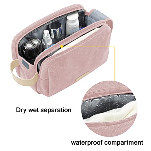 BAGSMART Toiletry Bag for Women, Cosmetic Makeup Bag Organizer, Travel Bag for Toiletries, Dopp Kit Water-resistant Shaving Bag for Accessories, Pink-Medium