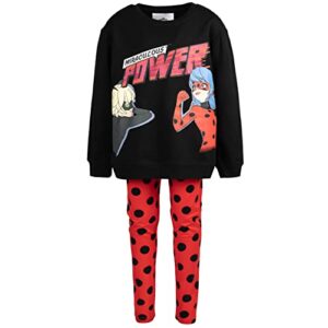 Miraculous Ladybug Cat Noir Big Girls Ruffle Fleece Hoodie & Leggings Set 10-12