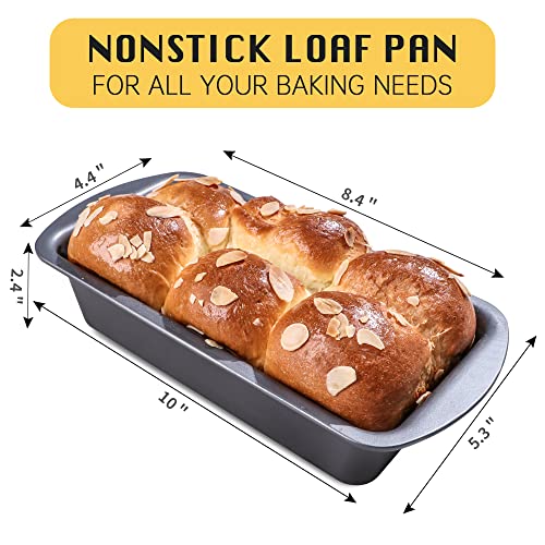 HONGBAKE 3 Pack Bread Pan for Baking Loaf Pan Set, 1 Lb Loaf Pan with Wide Grips Nonstick Bread Tin 3 pack, 8.5 x 4.5 Inches Perfect for Homemade Bread, Grey