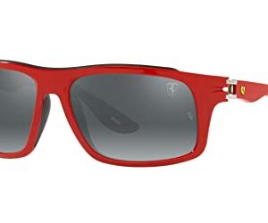 Ray-Ban RB4364M Scuderia Ferrari Collection Aviator Sunglasses, Red/Grey Mirrored Silver Gradient, 61 mm