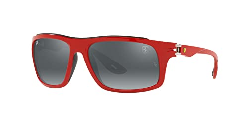 Ray-Ban RB4364M Scuderia Ferrari Collection Aviator Sunglasses, Red/Grey Mirrored Silver Gradient, 61 mm