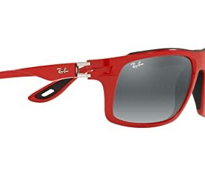 Ray-Ban RB4364M Scuderia Ferrari Collection Aviator Sunglasses, Red/Grey Mirrored Silver Gradient, 61 mm