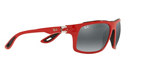 Ray-Ban RB4364M Scuderia Ferrari Collection Aviator Sunglasses, Red/Grey Mirrored Silver Gradient, 61 mm