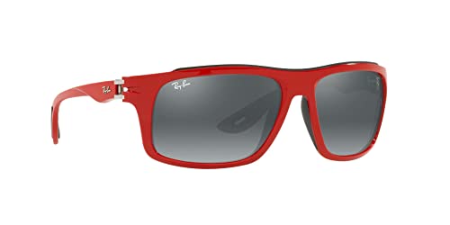 Ray-Ban RB4364M Scuderia Ferrari Collection Aviator Sunglasses, Red/Grey Mirrored Silver Gradient, 61 mm