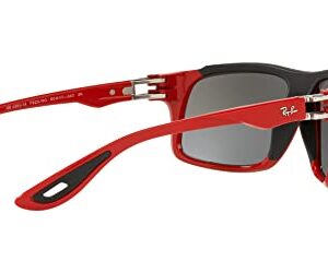 Ray-Ban RB4364M Scuderia Ferrari Collection Aviator Sunglasses, Red/Grey Mirrored Silver Gradient, 61 mm