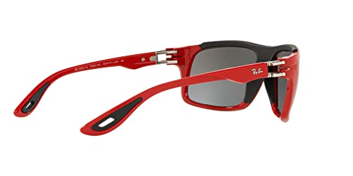 Ray-Ban RB4364M Scuderia Ferrari Collection Aviator Sunglasses, Red/Grey Mirrored Silver Gradient, 61 mm