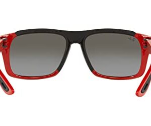 Ray-Ban RB4364M Scuderia Ferrari Collection Aviator Sunglasses, Red/Grey Mirrored Silver Gradient, 61 mm