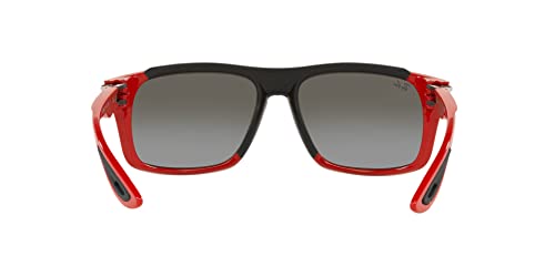 Ray-Ban RB4364M Scuderia Ferrari Collection Aviator Sunglasses, Red/Grey Mirrored Silver Gradient, 61 mm