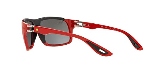 Ray-Ban RB4364M Scuderia Ferrari Collection Aviator Sunglasses, Red/Grey Mirrored Silver Gradient, 61 mm