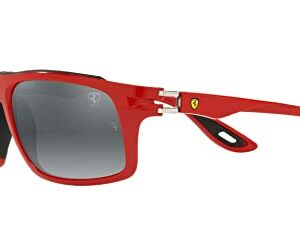 Ray-Ban RB4364M Scuderia Ferrari Collection Aviator Sunglasses, Red/Grey Mirrored Silver Gradient, 61 mm