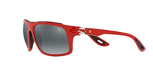 Ray-Ban RB4364M Scuderia Ferrari Collection Aviator Sunglasses, Red/Grey Mirrored Silver Gradient, 61 mm