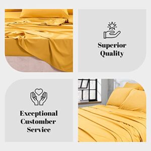 Bedlifes Queen Sheet Set- Cooling Sheets-Ultra Soft-Silky-Breathable-Deep Pocket- 1800 Series Bedding Set Microfiber- Yellow Bed Sheets Queen Size 6 Pieces