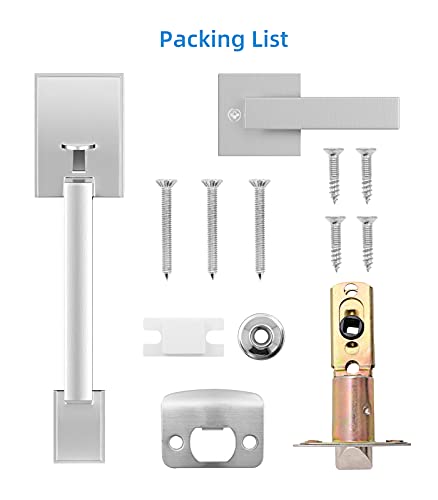 Front Entry Handle, Single Cylinder Lower Handleset Door Lever Satin Nickel Silver for Exterior/Interior Compatible With Left and Right Side Door