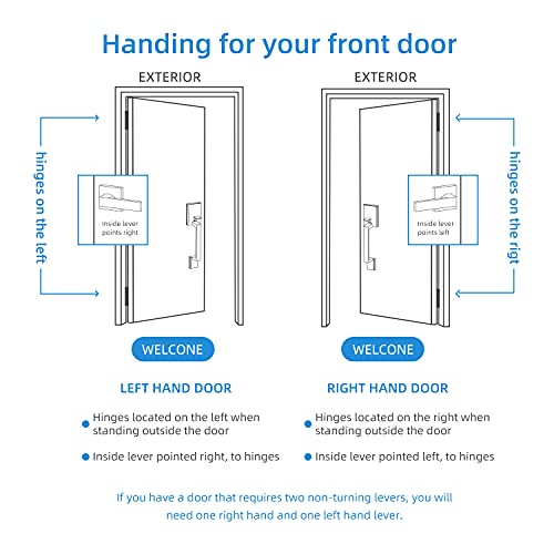 Front Entry Handle, Single Cylinder Lower Handleset Door Lever Satin Nickel Silver for Exterior/Interior Compatible With Left and Right Side Door