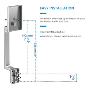 Front Entry Handle, Single Cylinder Lower Handleset Door Lever Satin Nickel Silver for Exterior/Interior Compatible With Left and Right Side Door