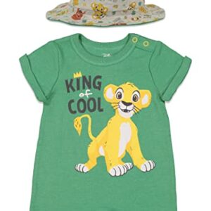 Disney Lion King Simba Newborn Baby Boys Short Sleeve Romper & Sunhat Green Newborn