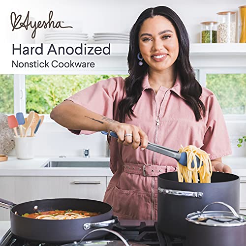 Ayesha Curry Kitchenware Ayesha Curry Hard Anodized Collection Nonstick Frying Pan, 8.25-Inch, Charcoal