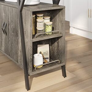 Bestier Buffet Cabinet with Storage, Coffee Bar Cabinet Kitchen Sideboard Kitchen Island with Adjustable Shelf for Kithcen Dinning Room Living RoomEntryway Hallway, Retro Grey