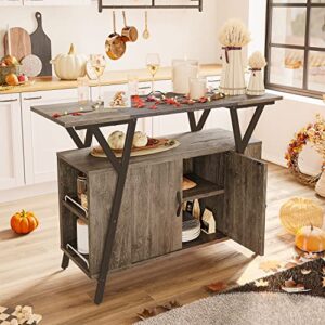 Bestier Buffet Cabinet with Storage, Coffee Bar Cabinet Kitchen Sideboard Kitchen Island with Adjustable Shelf for Kithcen Dinning Room Living RoomEntryway Hallway, Retro Grey