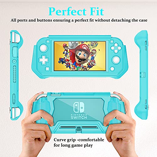 Protective Case for Nintendo Switch Lite, Full Protection Switch Lite Cover, TPU Shock-Absorption and Anti-Scratch for Nintendo Switch Lite Skin with Bult-in Screen Protector & Thumb Grip Caps, Blue