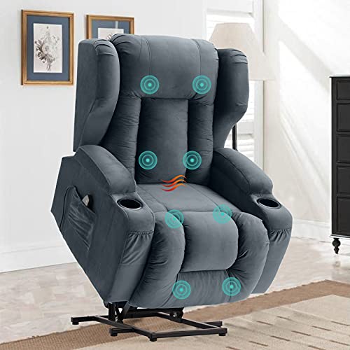 SAMERY Lift Chair Recliners for Elderly with Massage and Heat Electric Power Lift Recliner Chair Sofa with Multi Positions, 4 Pockets, Lumbar Pillow and 2 Remote Controls with USB…