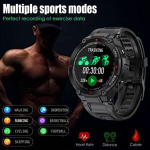 Military Smart Watch for Men Outdoor Waterproof Tactical Smartwatch Bluetooth Dail Calls Speaker 1.3'' HD Touch Screen Fitness Tracker Watch Compatible with iPhone Samsung