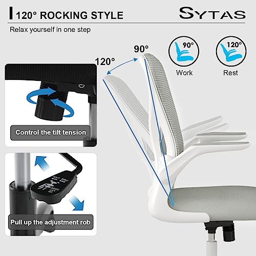 Sytas Home Office Chair Ergonomic, Mesh Desk Chair Lumbar Support, Ergonomic Computer Chair Adjustable Armrest (Gray)