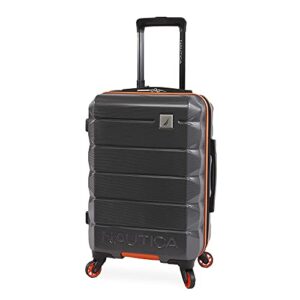 nautica quest hardside spinner luggage, grey/orange, carry-on 21-inch