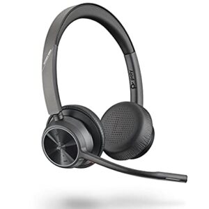 Poly - Voyager 4320 UC Wireless Headset (Plantronics) - Headphones with Boom Mic - Connect to PC/Mac via USB-A Bluetooth Adapter, Cell Phone via Bluetooth - Works with Teams (Certified), Zoom & More