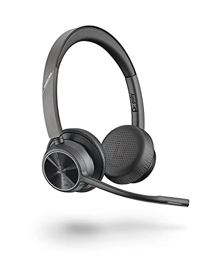 Poly - Voyager 4320 UC Wireless Headset (Plantronics) - Headphones with Boom Mic - Connect to PC/Mac via USB-A Bluetooth Adapter, Cell Phone via Bluetooth - Works with Teams (Certified), Zoom & More