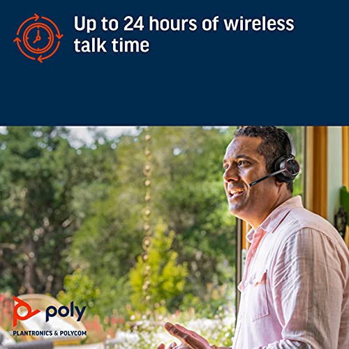 Poly - Voyager 4320 UC Wireless Headset (Plantronics) - Headphones with Boom Mic - Connect to PC/Mac via USB-A Bluetooth Adapter, Cell Phone via Bluetooth - Works with Teams (Certified), Zoom & More