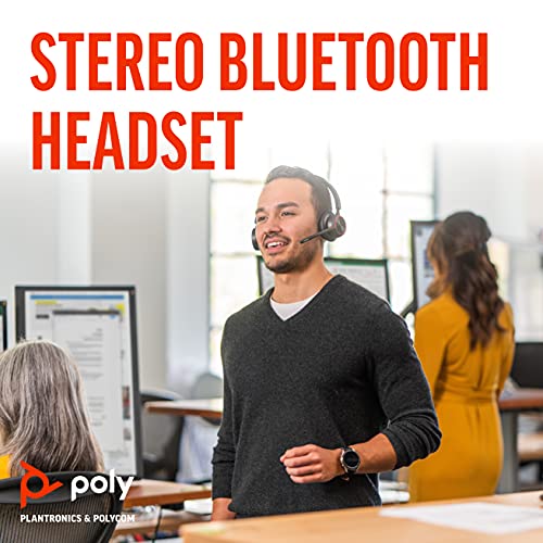 Poly - Voyager 4320 UC Wireless Headset (Plantronics) - Headphones with Boom Mic - Connect to PC/Mac via USB-A Bluetooth Adapter, Cell Phone via Bluetooth - Works with Teams (Certified), Zoom & More