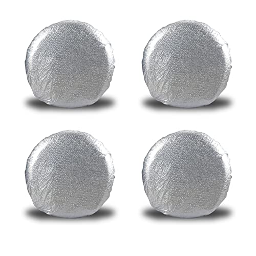 Amiss Tire Covers Set of 4, Spare Trailer Wheel Covers Fit for Trucks/SUVs/RV, Tough Tire Wheel Protector, Car Exterior Accessories, Oxford Waterproof UV Sun Fit Tire Diameter 32-35 Inch (L-Silver)