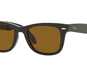 Ray-Ban RB4105 Folding Wayfarer Square Sunglasses, Military Green/Brown, 50 mm