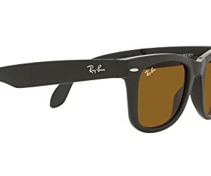 Ray-Ban RB4105 Folding Wayfarer Square Sunglasses, Military Green/Brown, 50 mm